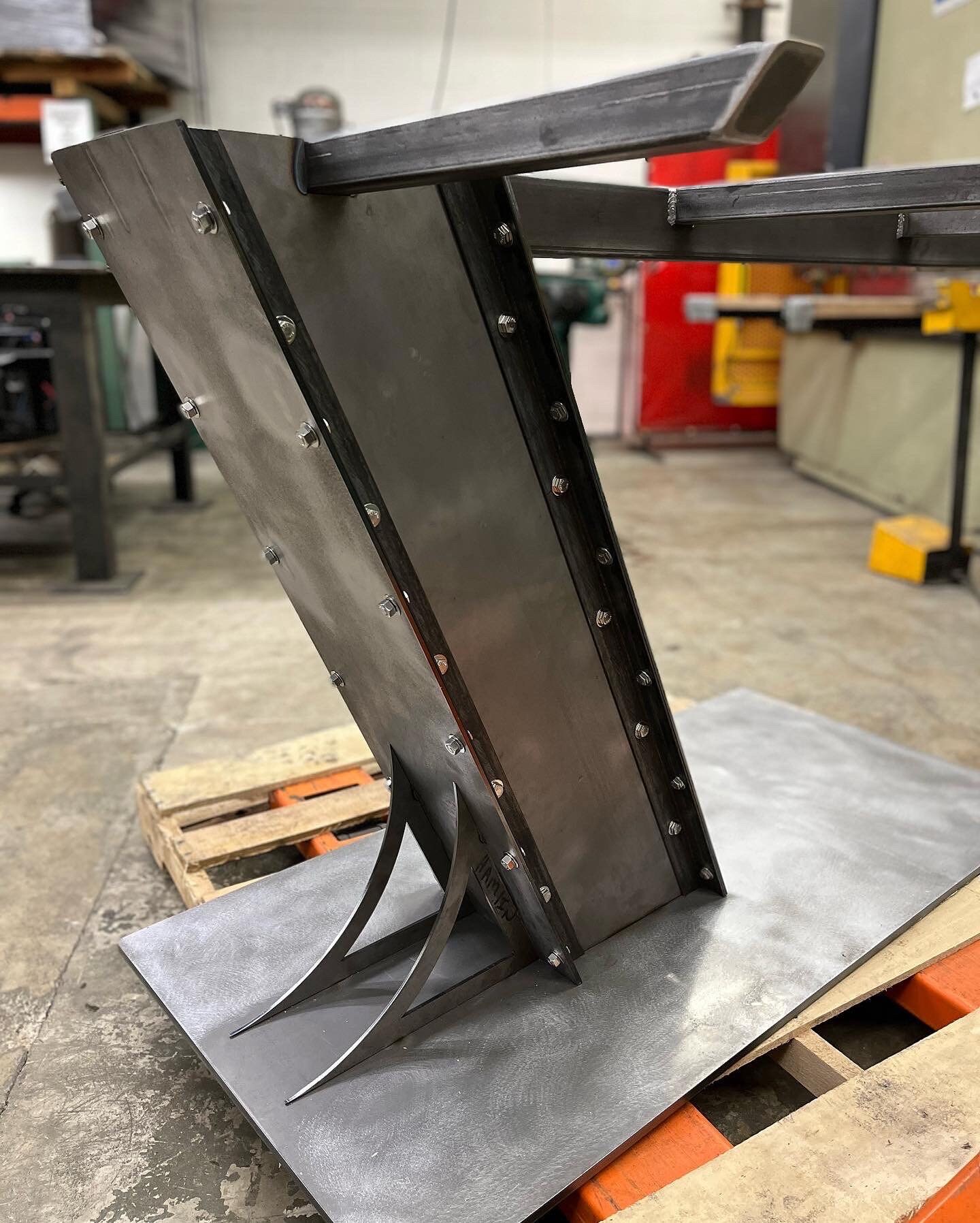 Industrial Style Steel Cantilever Table Base — Hamlin Welding & Fabricating