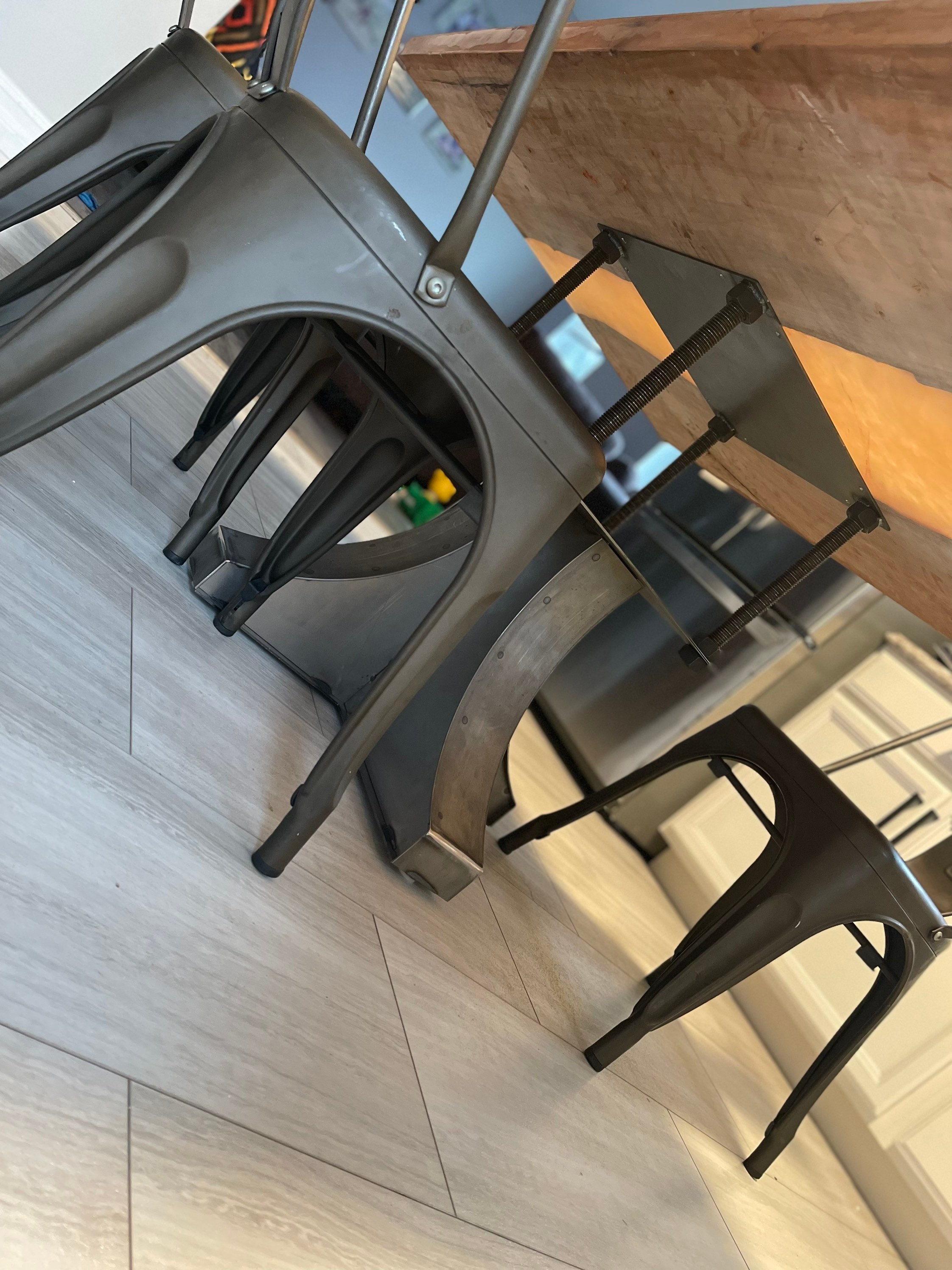 Industrial Style Steel Cantilever Table Base — Hamlin Welding & Fabricating