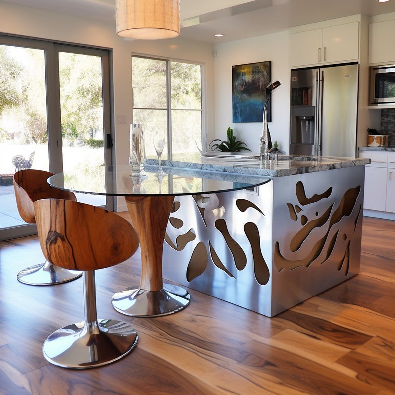 Abstract Stainless Steel Kitchen Island - Etsy