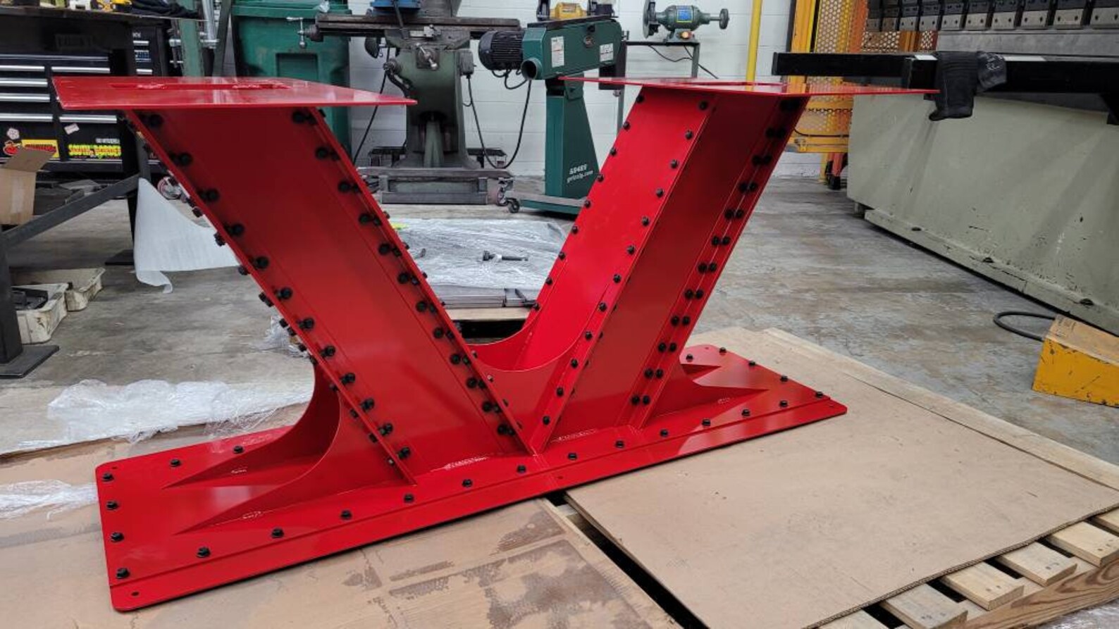 V Shape Industrial I-beam Style Steel Table Base 58" Long X 30" Wide X ...