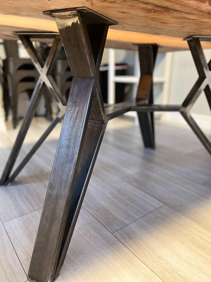 Industrial Style Steel Cantilever Table Base — Hamlin Welding & Fabricating