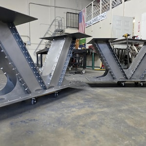 V Shape Industrial I-beam Style Steel Table Base 58" Long X 30" Wide X ...