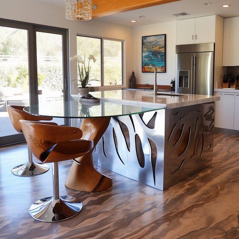 Abstract Stainless Steel Kitchen Island - Etsy