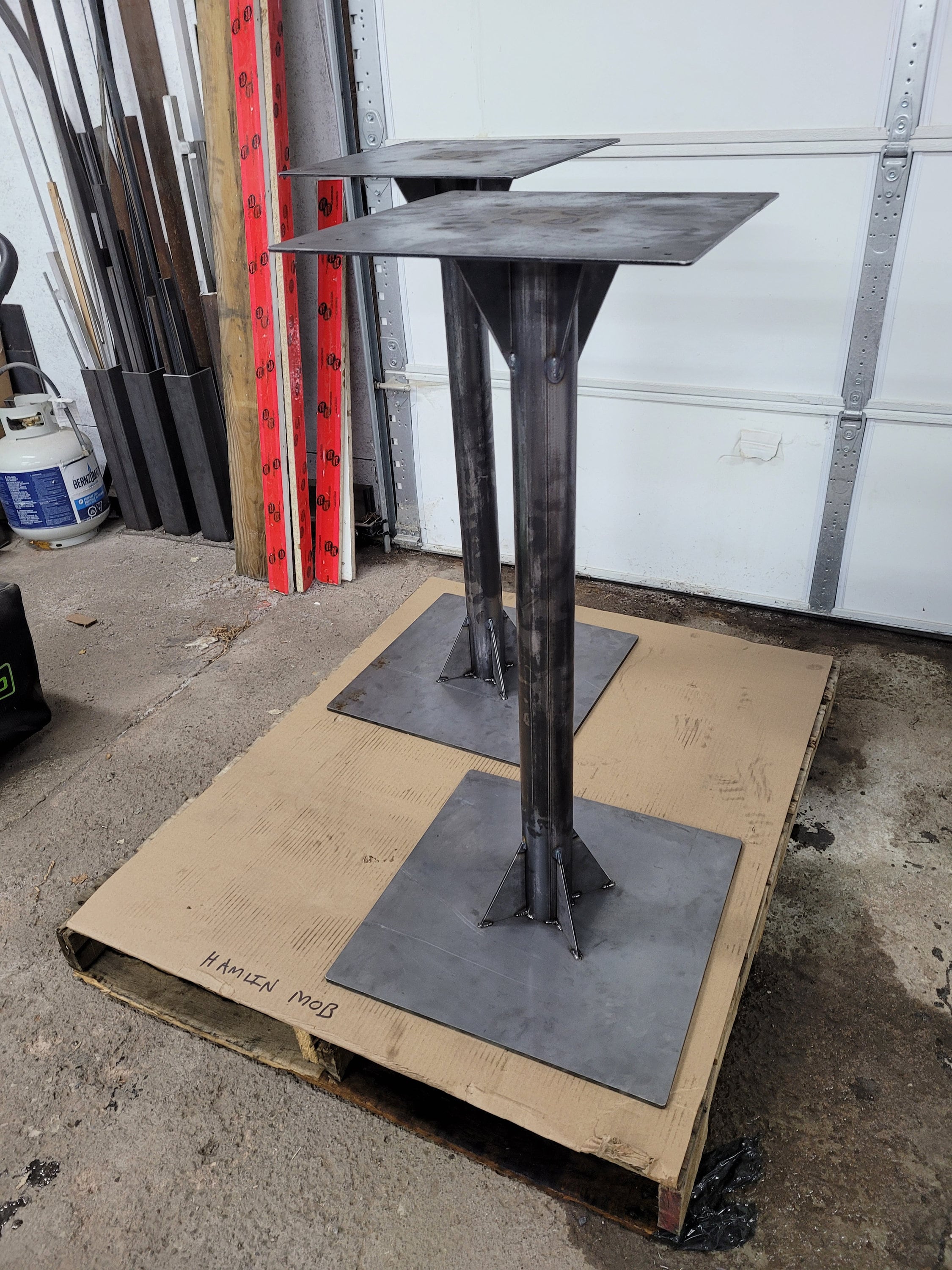Industrial Style Steel Cantilever Table Base — Hamlin Welding & Fabricating