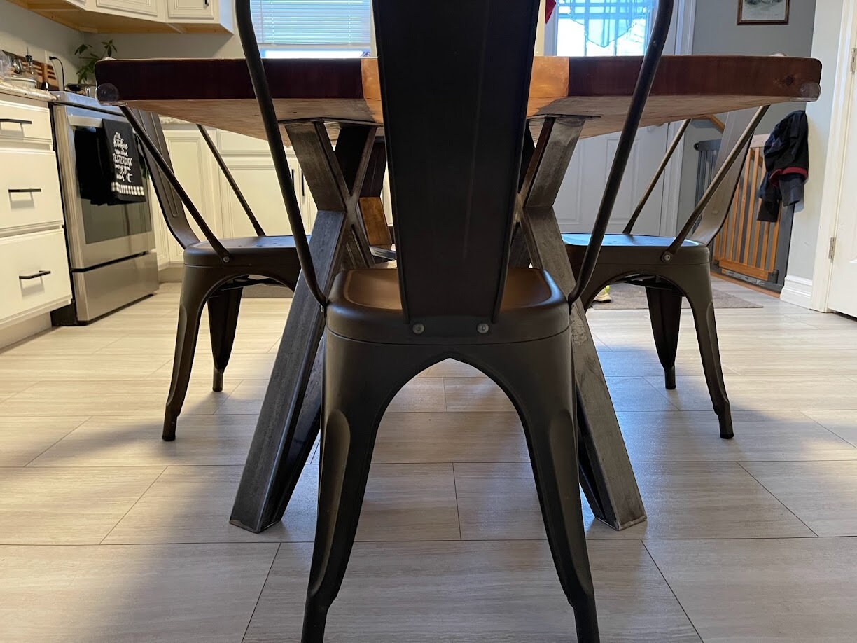 Industrial Style Steel Cantilever Table Base — Hamlin Welding & Fabricating