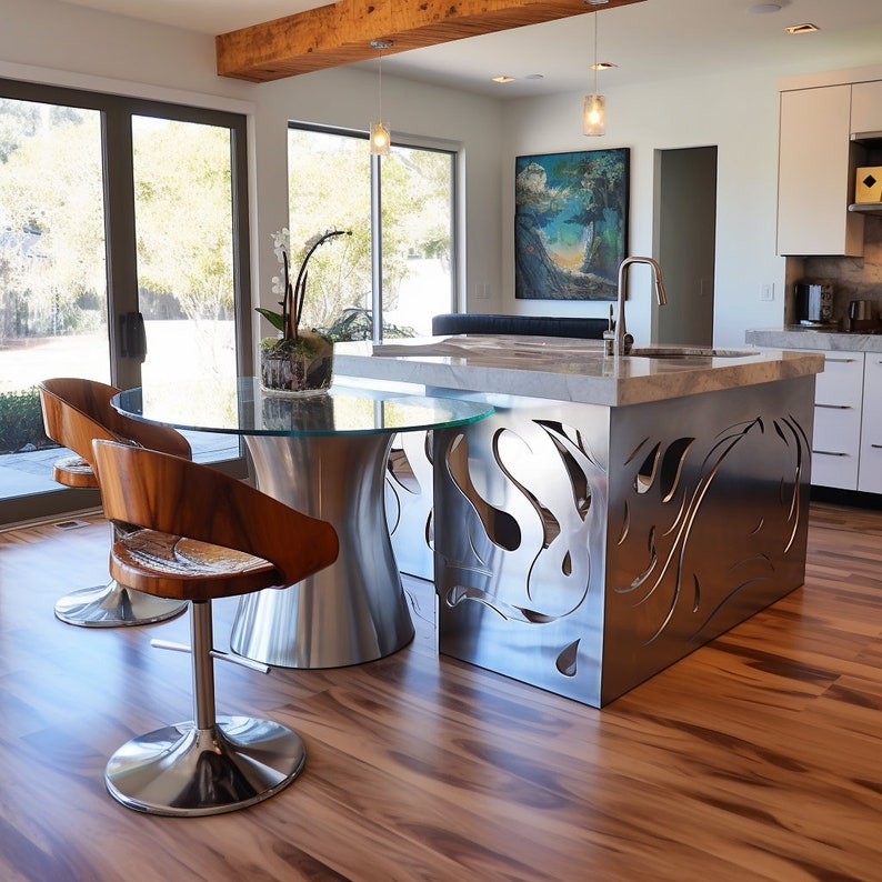 Abstract Stainless Steel Kitchen Island - Etsy