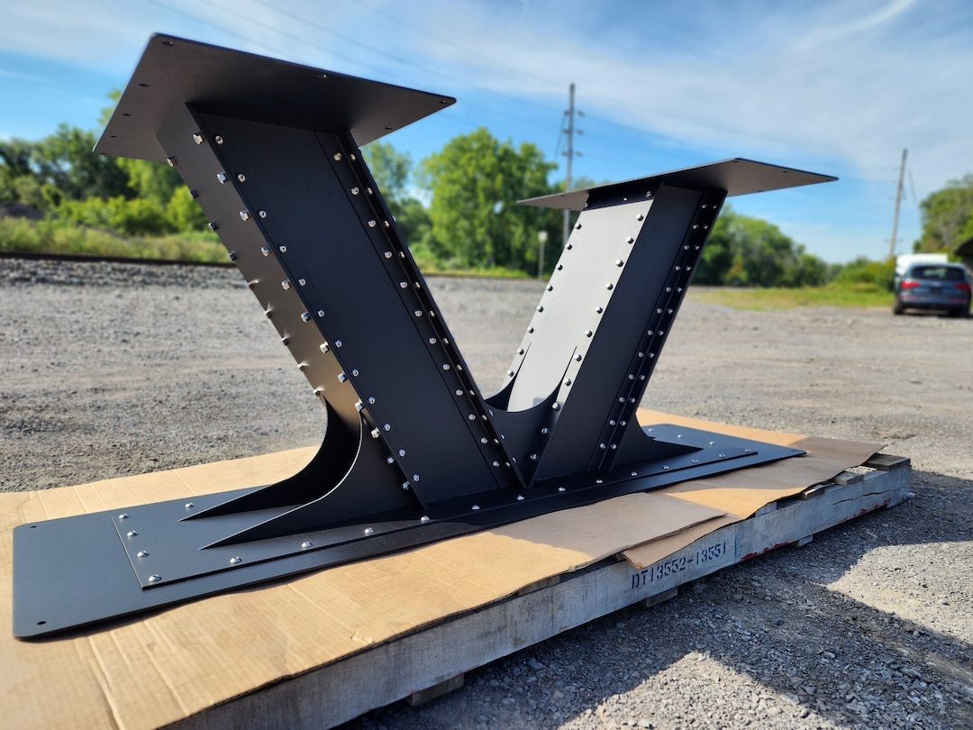 V Shape Industrial I-beam Style Steel Table Base 58" Long X 30" Wide X ...