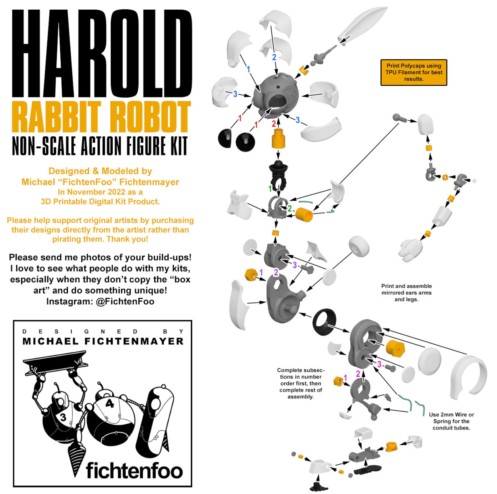 Harold the Rabbit Robot - 3D Printable Action Figure Model Kit (files ...