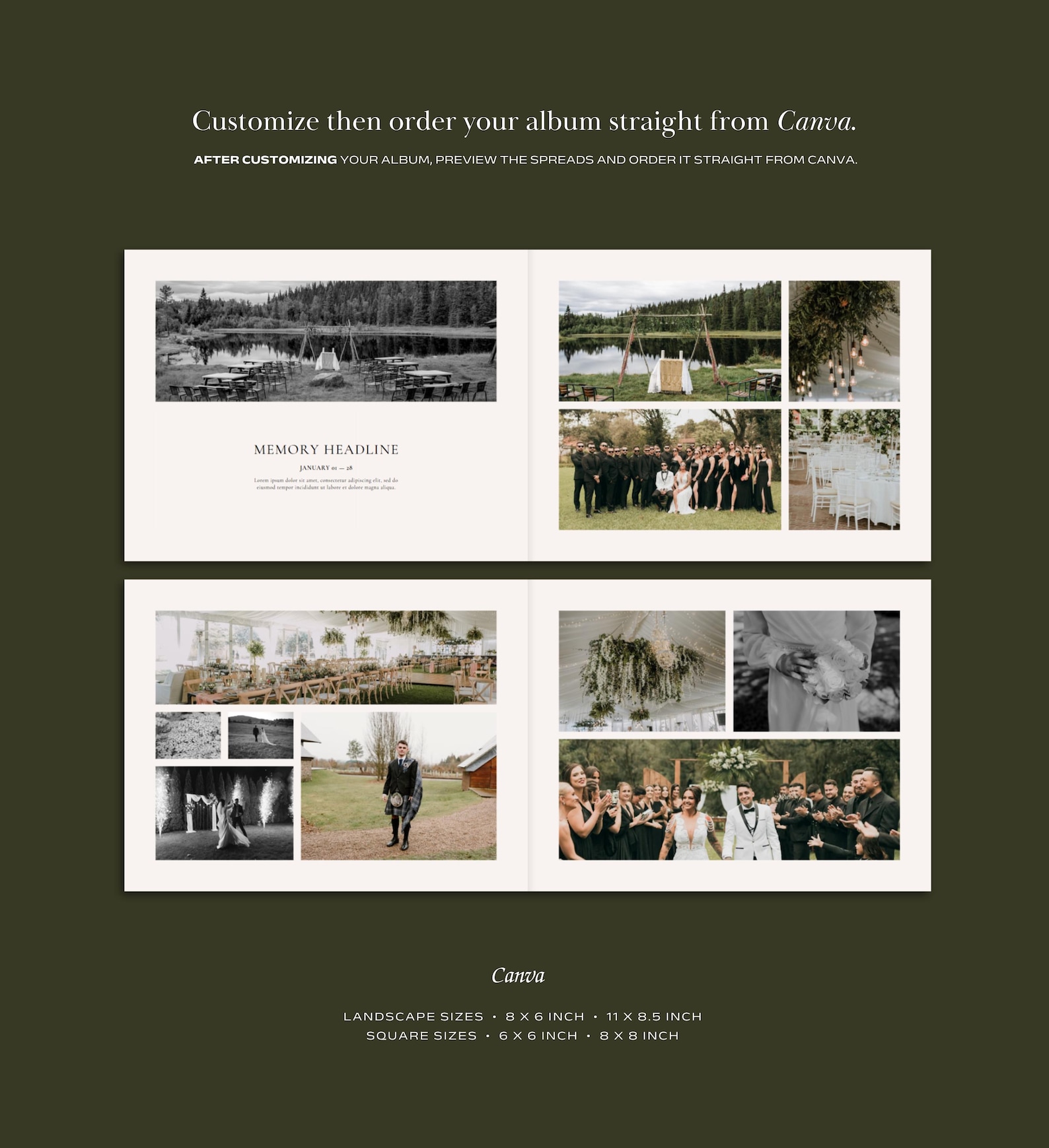 DIY Photo Album Canva Template: Personalized Coffee Table Book (11x8.5 ...