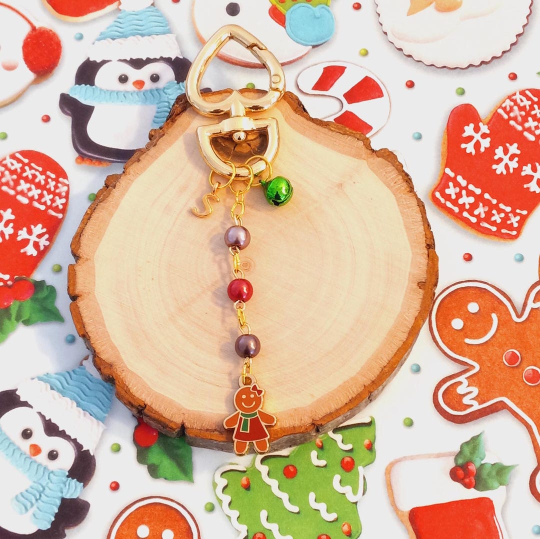 Personalized Gingerbread Girl or Boy Keychain, Heart Hinge Clasp, Small ...