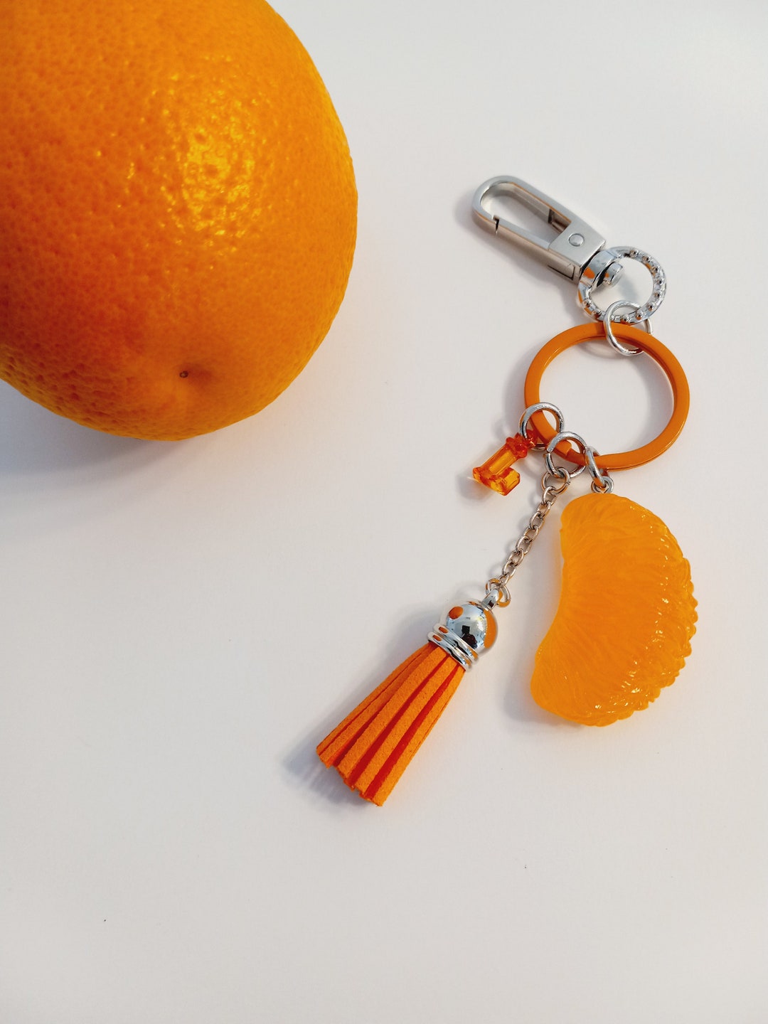 Fun 3D Orange Slice Keychain, Adorable Clementine Key Ring, Citrus ...