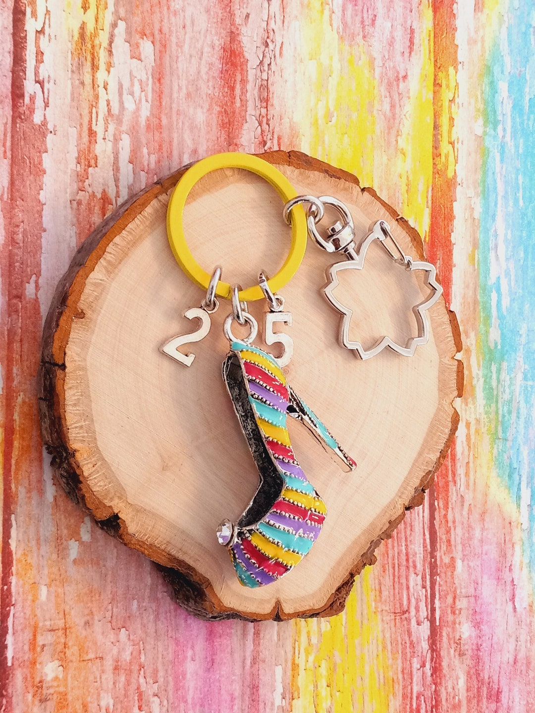 Large Colorful High Heel Keychain, Celebration Key Chain, Personalized ...