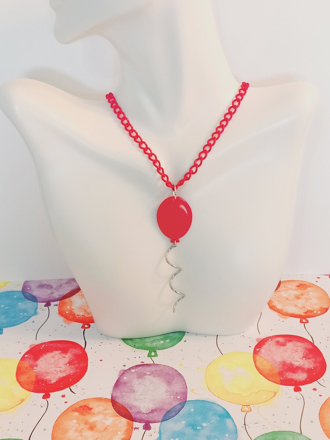 Hot Pink Curb Balloon Charm Necklace, Metal, Long, Large - Etsy