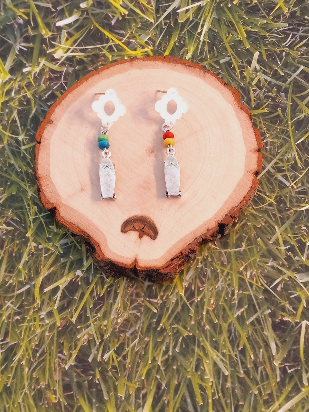 The Simpsons Inspired Earrings, Bart Themed, Colorful, Small Skateboard ...