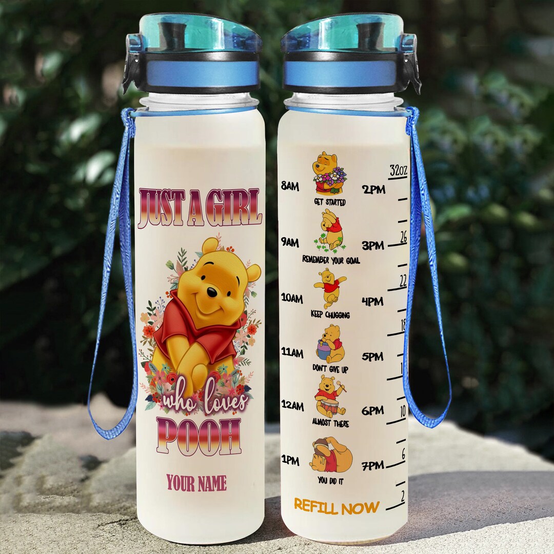 Winnie Pooh Personalized Water Tracker Bottle, Winnie Pooh Custom Name ...