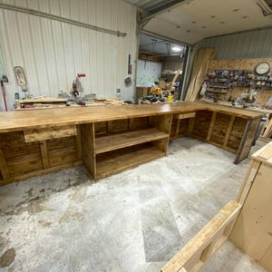 Rustic My Cell is 7636398082 Reclaimed Retail Counter Reception Desk ...