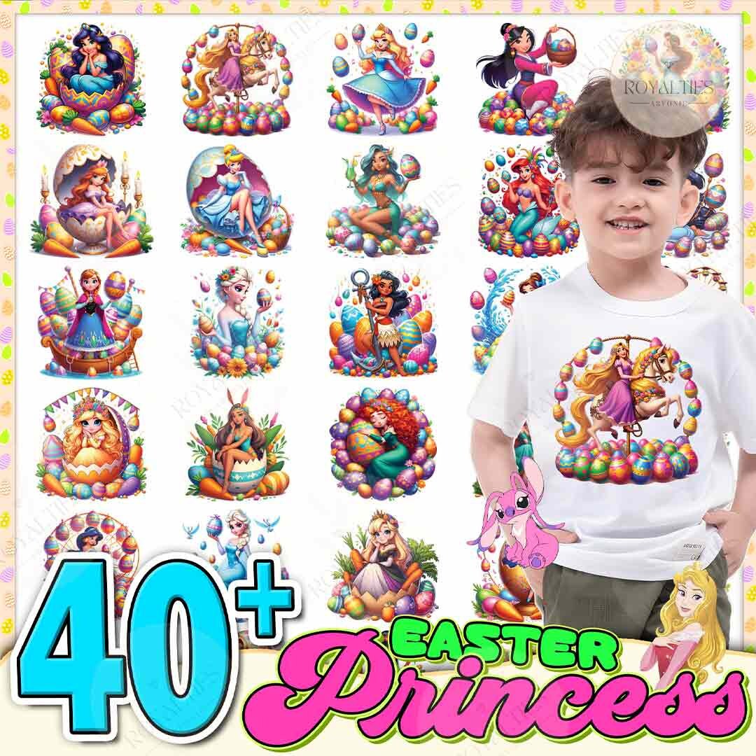 40 Princess Easter Cartoon PNG Bundle, Happy Easter Day Png, Funny ...