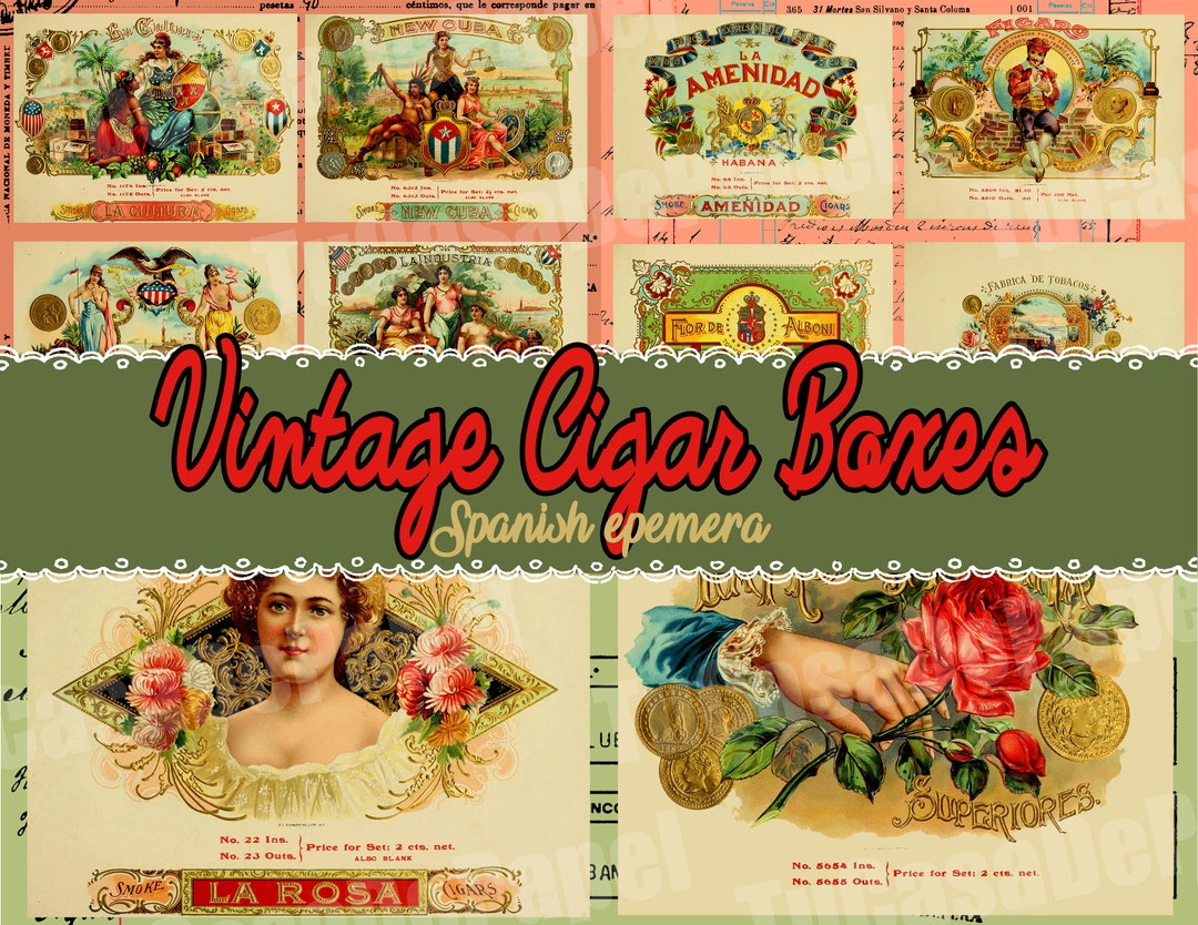 Vintage Illustrated Boxes | Spanish Ephemera - Etsy