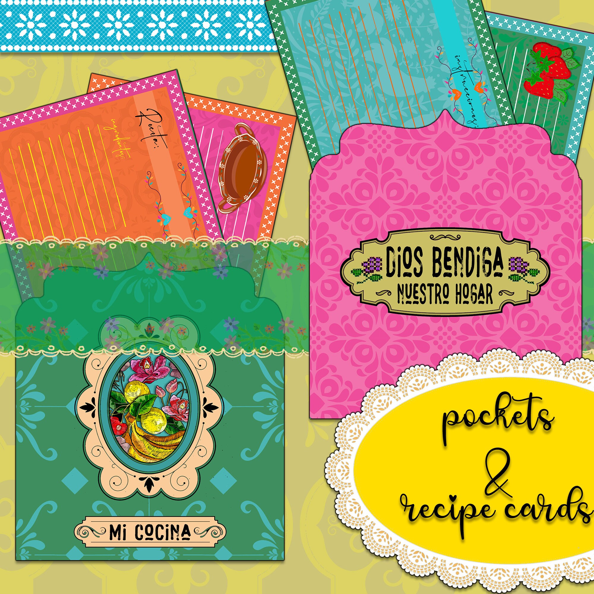 Mexican Recipe Junk Journal Printable, Recipe Cards and Pockets ...