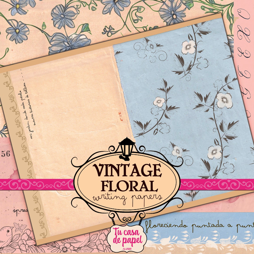 Vintage Floral Writing Papers - Antique Stained Paper With Floral ...