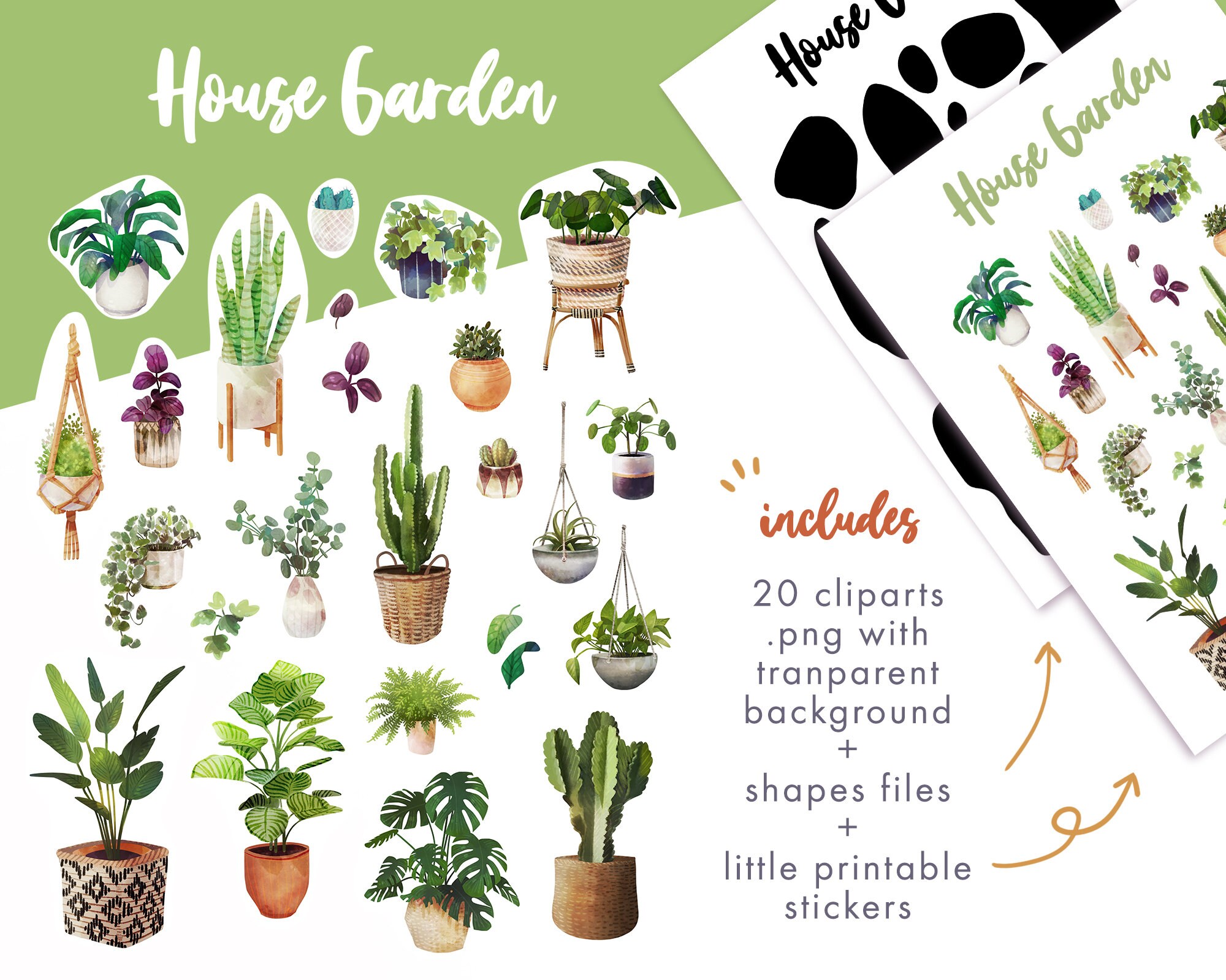 20 Plants Botanical Cliparts • Boho Cactus Clipart for Garden Journal ...