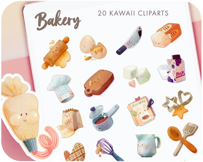 20 Digital Recipe Stickers Homemade Food Cliparts, Bakery Stickers ...