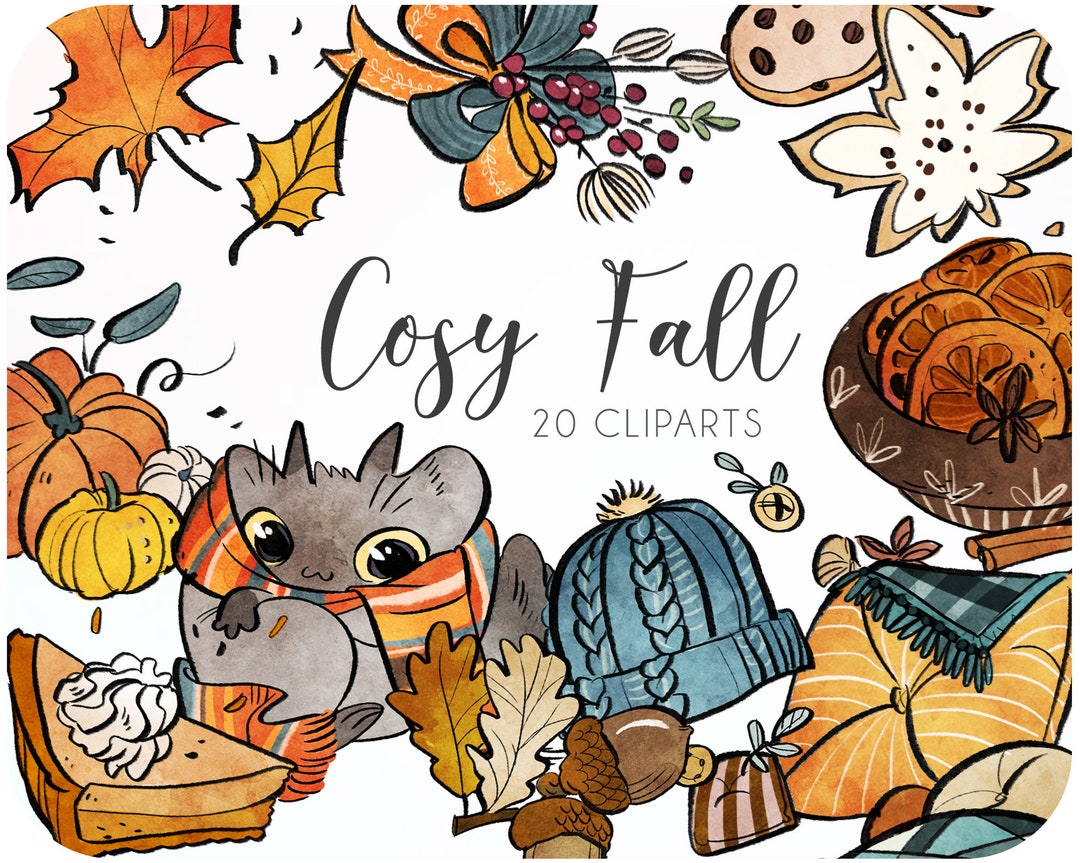 20 Fall Watercolor Clipart Set • Fall Pillows and Pumpkin Fall Clipart ...