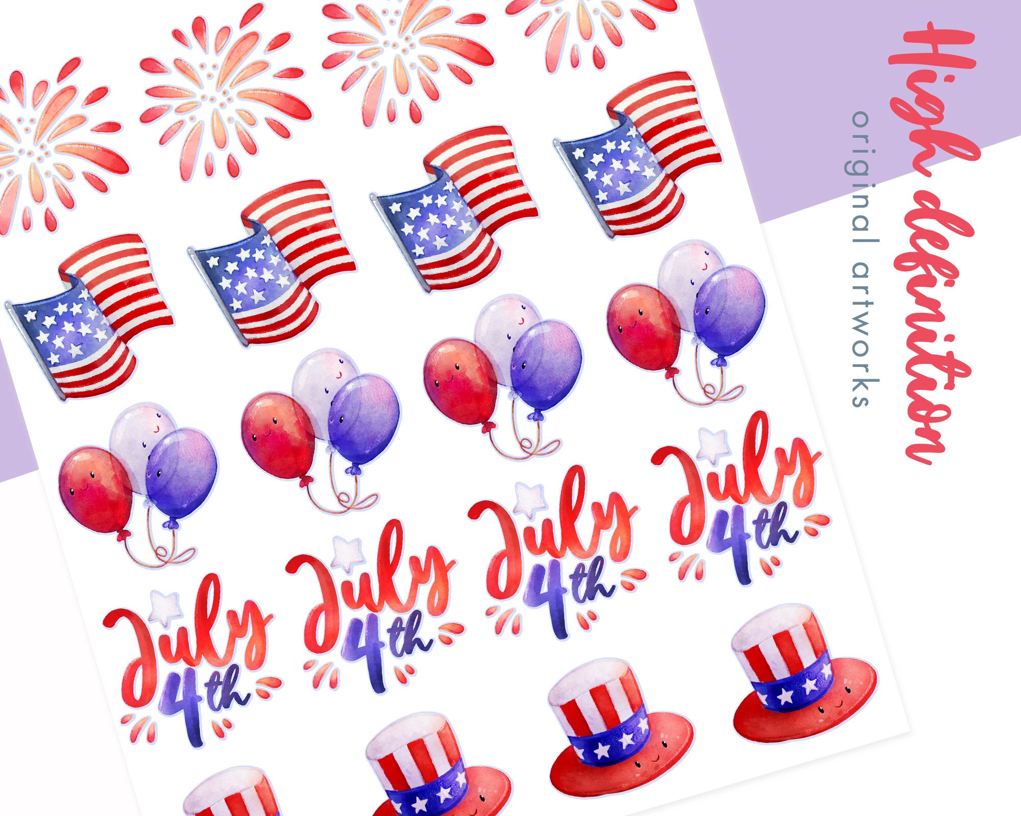 4th of July Stickers July 4th Clipart Set America's - Etsy