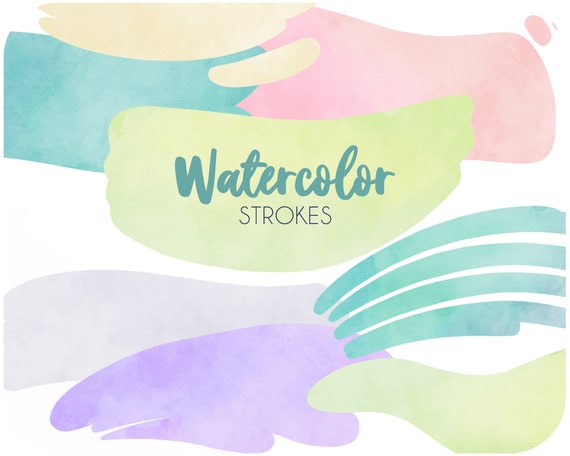 60 Pastel Watercolor Brush Stroke Clipart Set Digital - Etsy