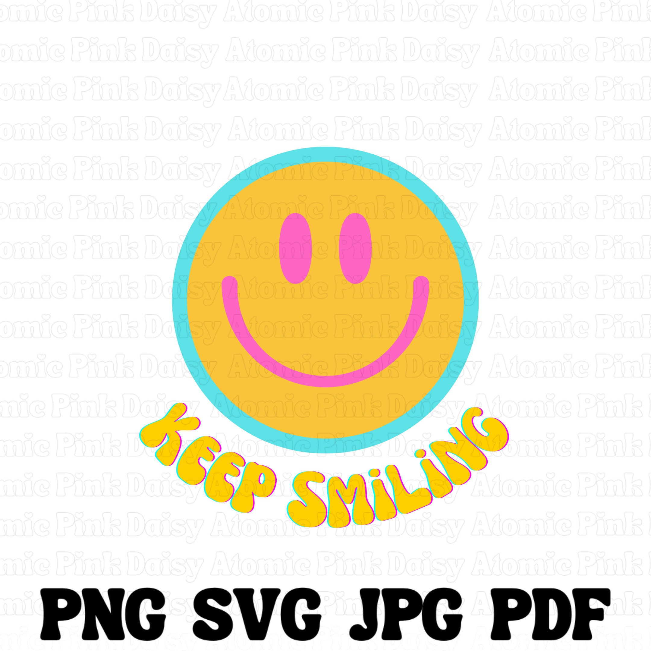 Keep Smiling JPG SVG PDF Png Reto 90's Emoji Happiness Peace Love - Etsy