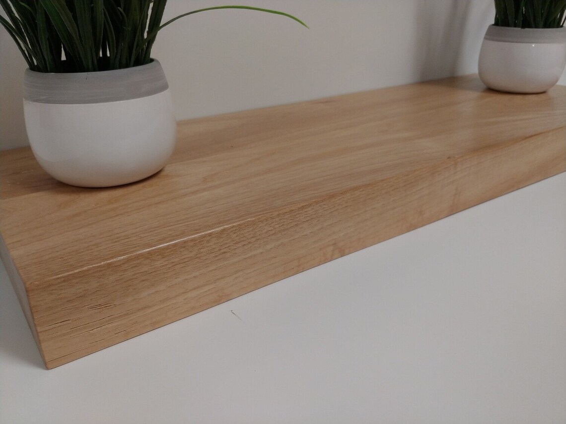 Red Oak Floating Shelf, Custom Length, Depth, Includes Hidden Bracket ...