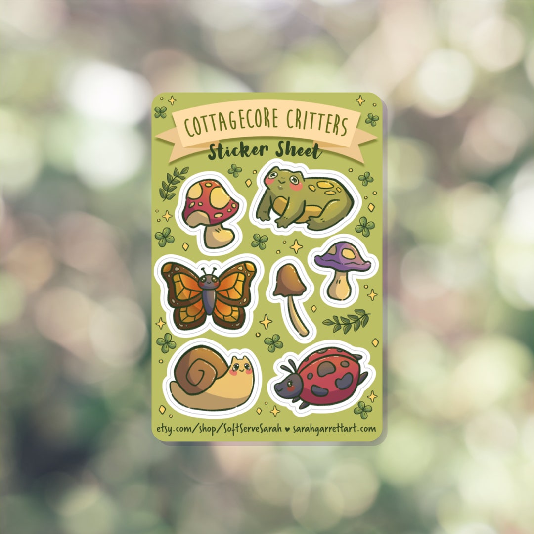Cottagecore Critters Vinyl Sticker Sheet Faerie Garden Frog, Snail ...