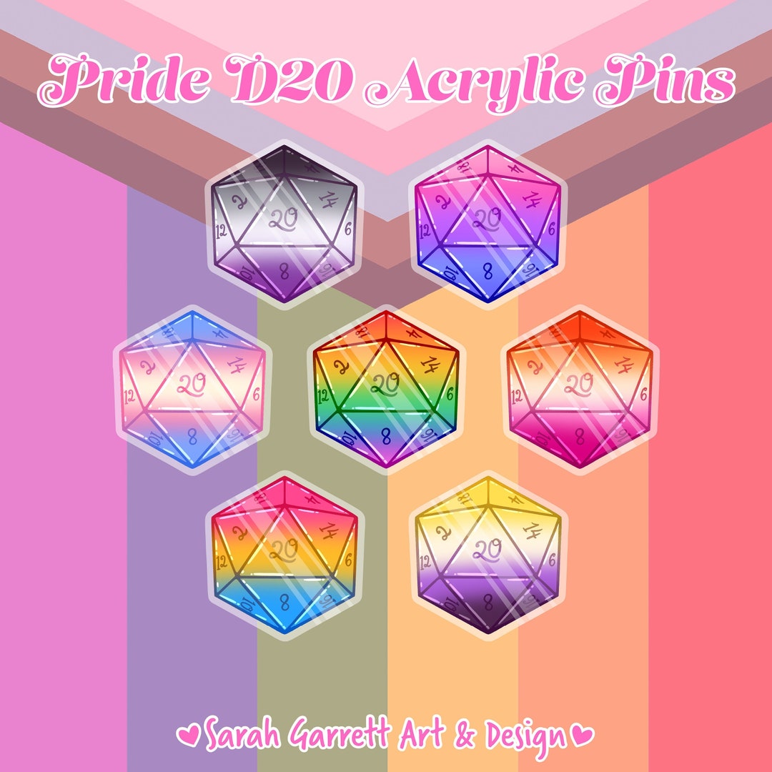 Pride Flag D20 Clear Acrylic 1.5in Pins Dungeons & Dragons - Etsy