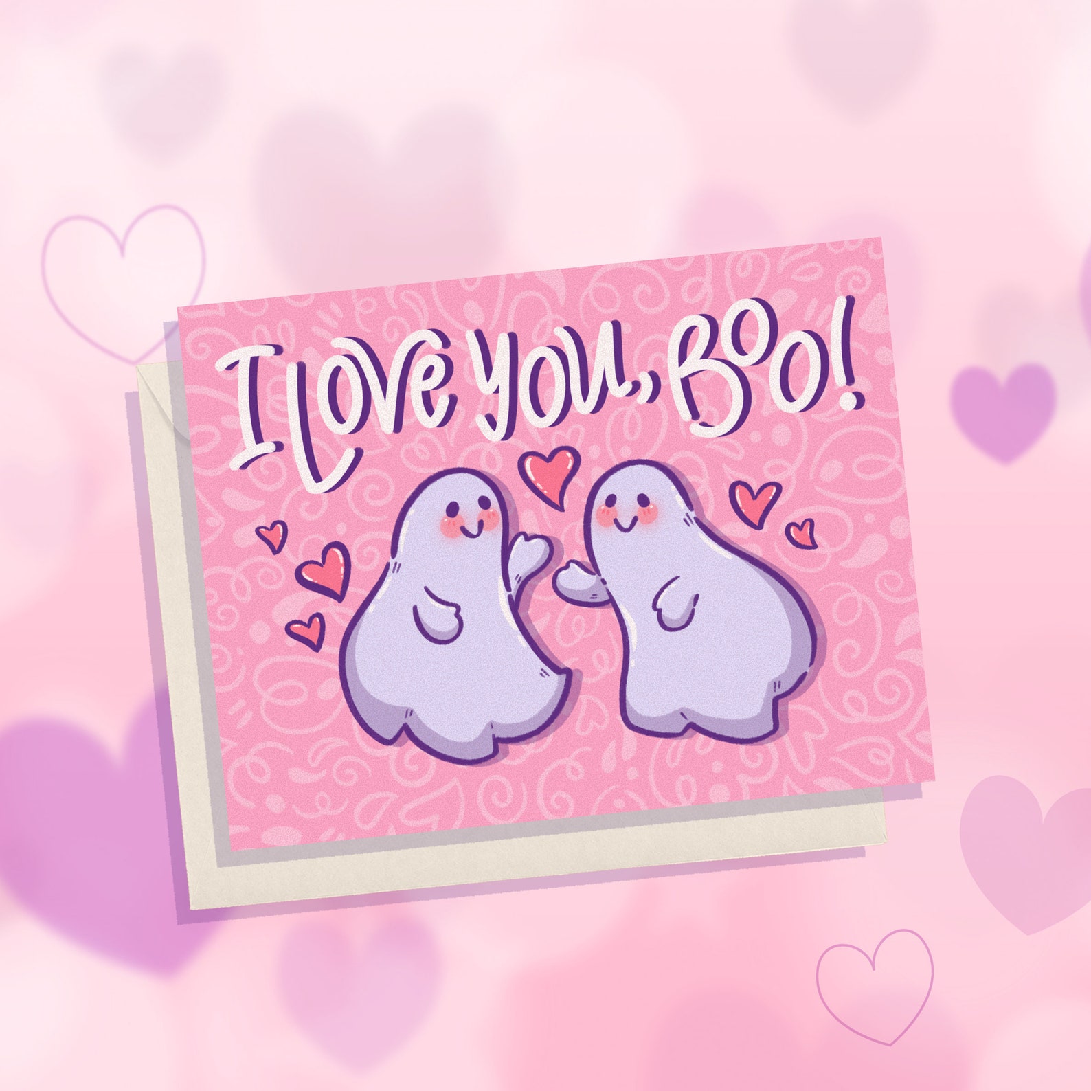 Ghost Pun Greeting Card i Love You Boo - Etsy