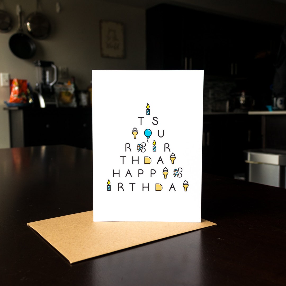 Birthday Card - Blue Eye Chart Birthday Card - Eye Chart Card ...