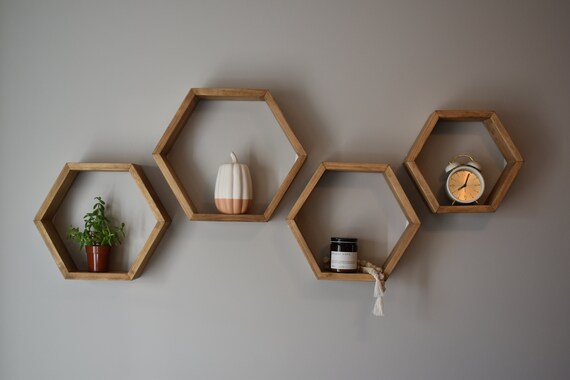 Wooden Hexagon Shelf - Etsy