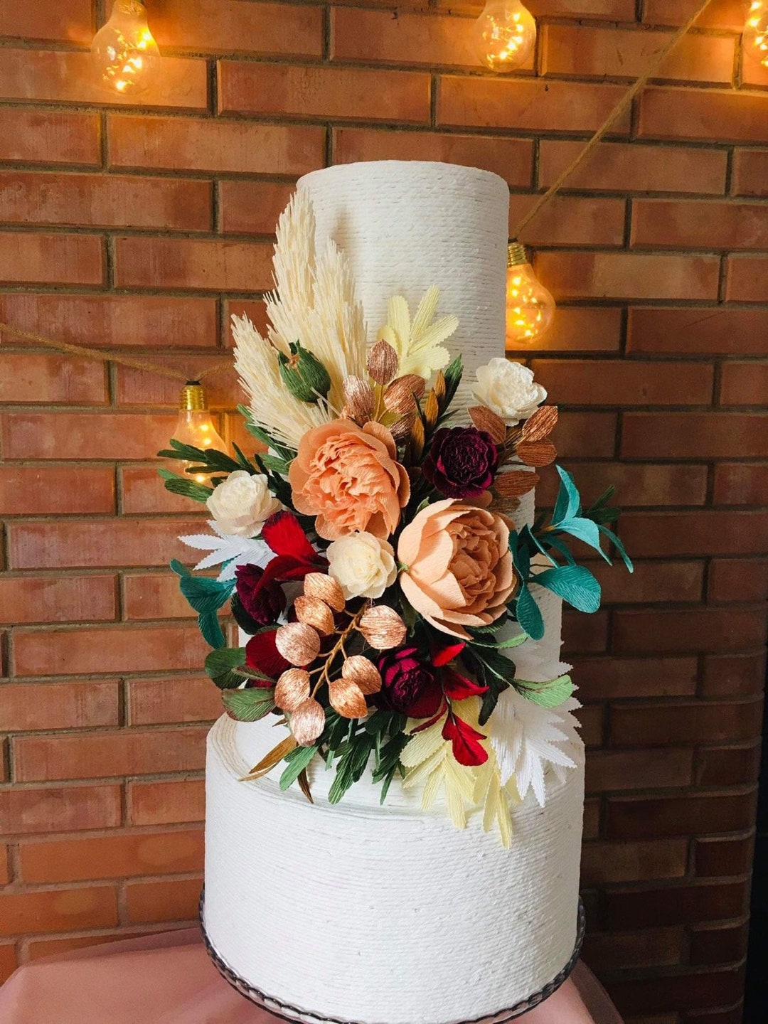 Custom Big Boho Pampas Metallic Bronze Burgundy Rose Wedding Pinata - Etsy