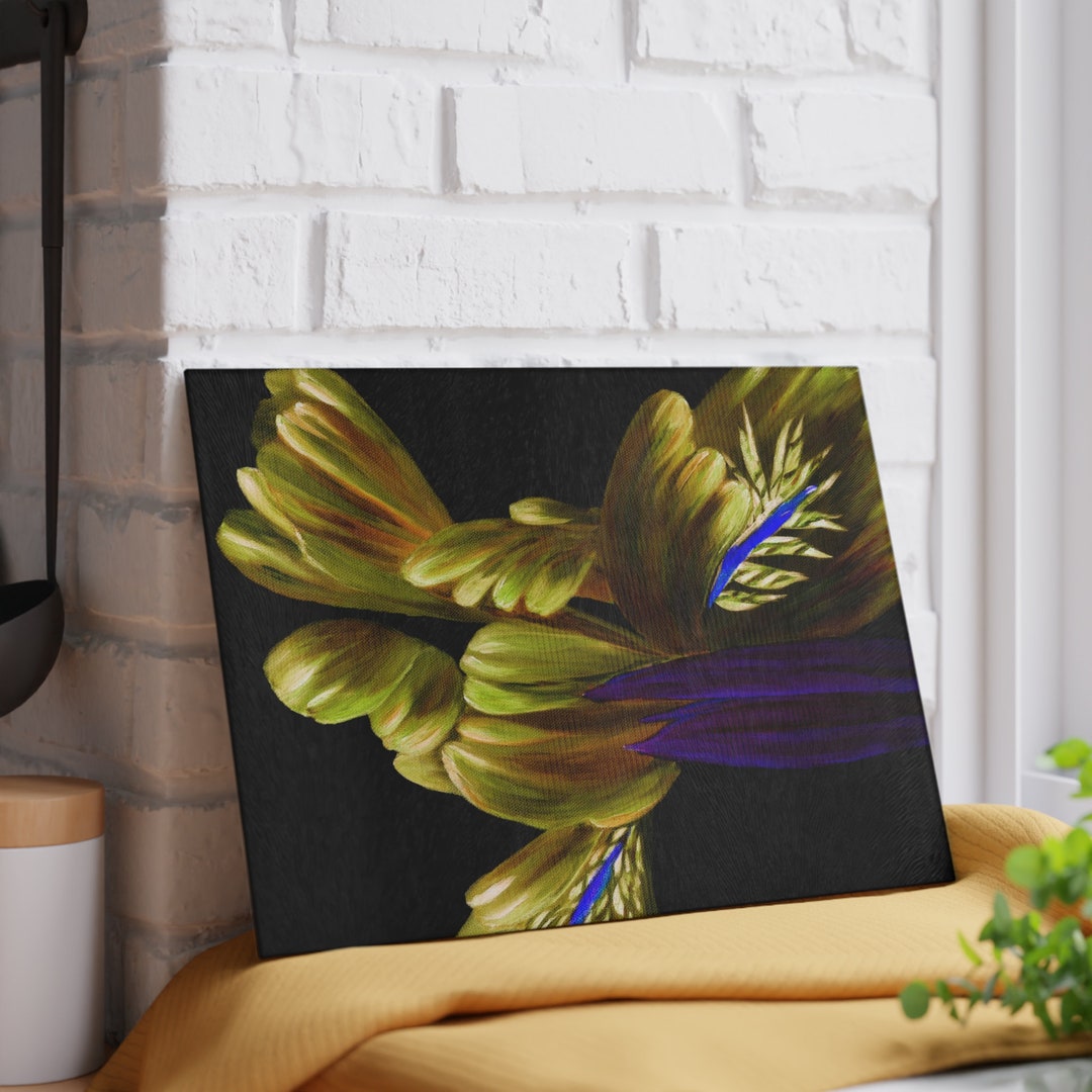 Stunning Golden Iris Flower Glass Cutting Board Unique and - Etsy