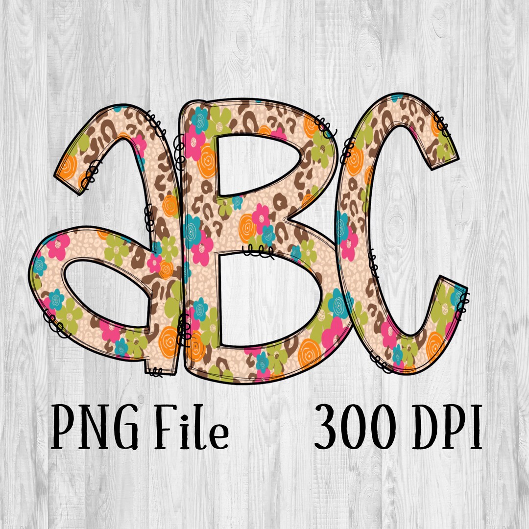 Floral Leopard Alphabet, Doodle Letters, Sublimation PNG - Etsy