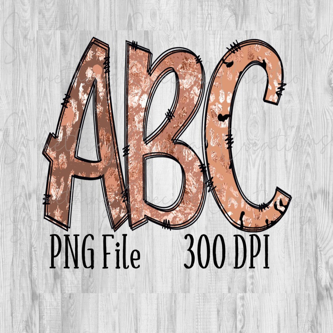 Rose Gold Leopard Alphabet PNG, Letters, Doodle, Sublimation, Valentine ...