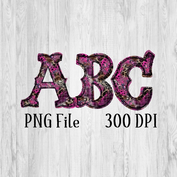 Pink Grunge Western Alphabet PNG Letters Doodle Sublimation | Etsy