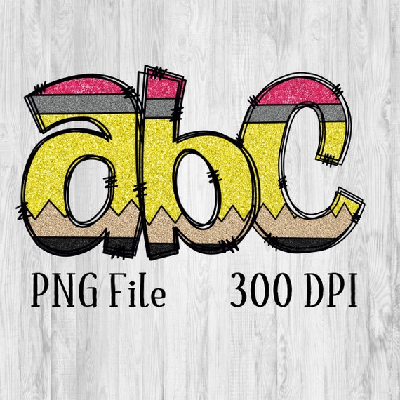 Glitter Pencil Alphabet PNG Letters Doodle Sublimation - Etsy