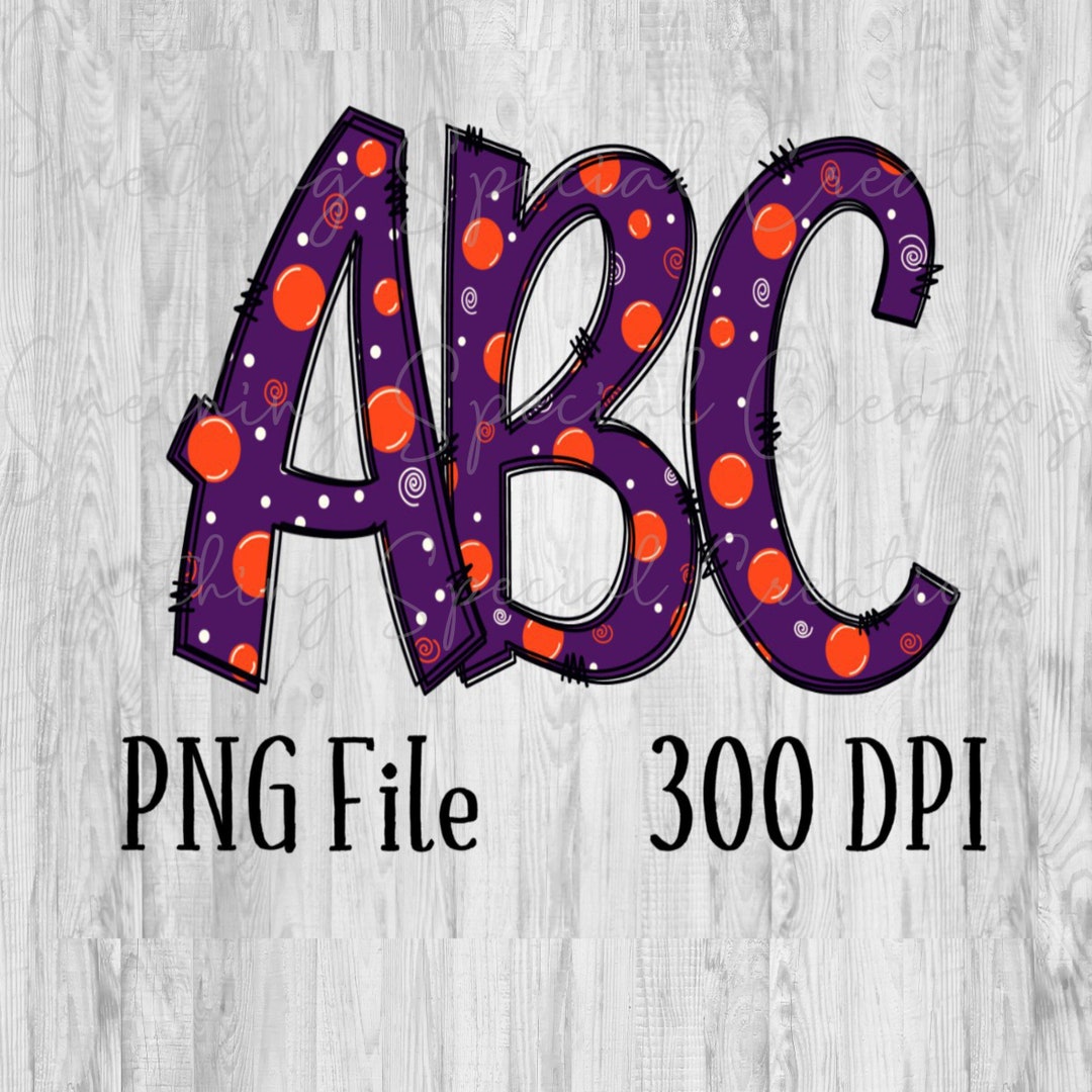 Purple/orange Polka Dot Alphabet PNG, Letters, Doodle, Sublimation - Etsy