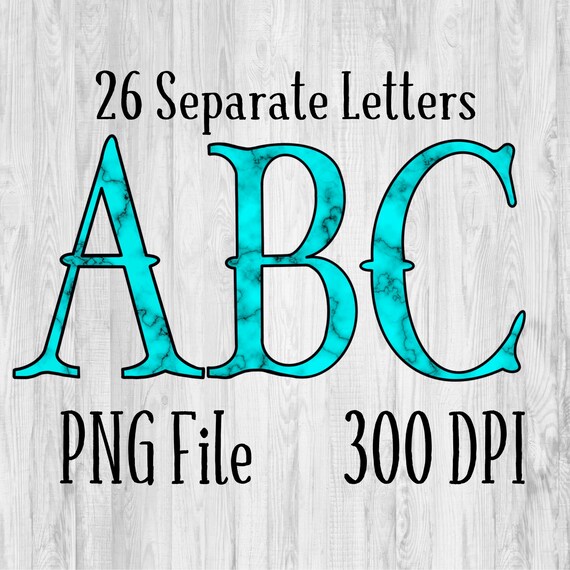Turquoise Alphabet PNG | Etsy