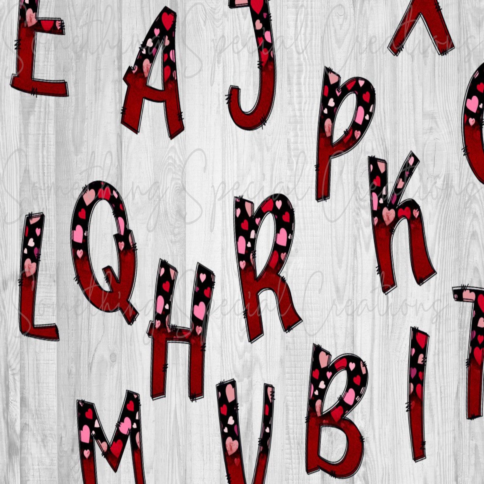 Red Heart Alphabet PNG, Letters, Doodle, Sublimation, Valentine's Day ...
