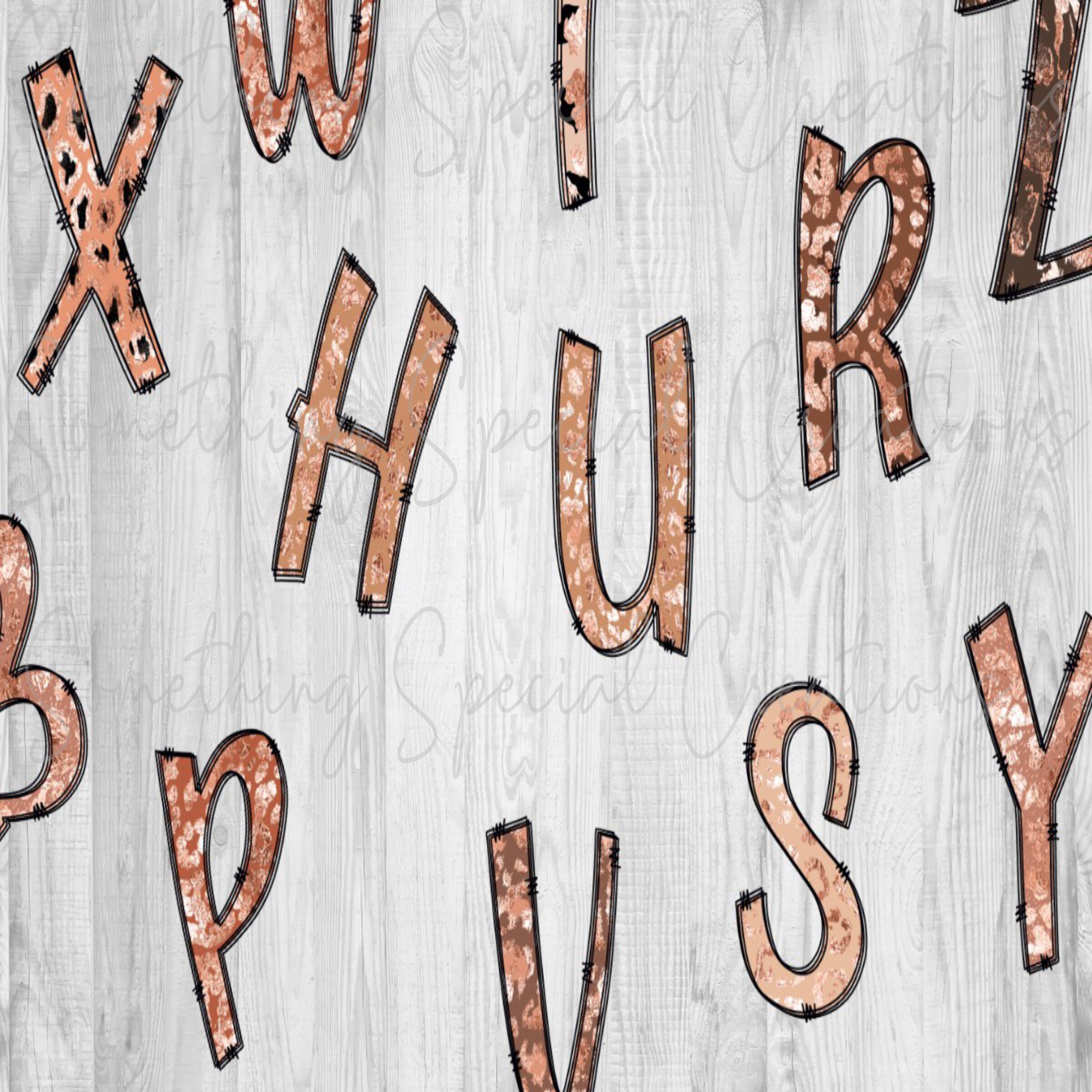 Rose Gold Leopard Alphabet PNG, Letters, Doodle, Sublimation, Valentine ...