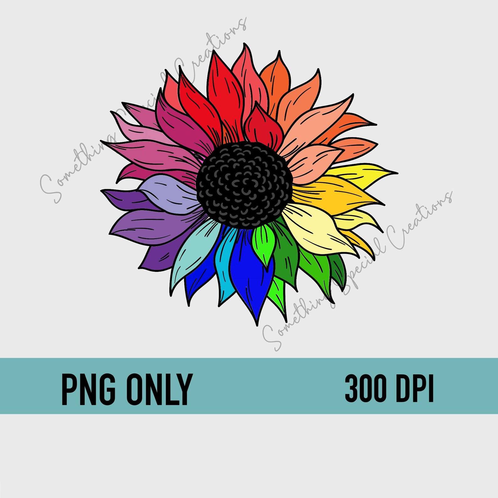 Rainbow Sunflower PNG - Etsy