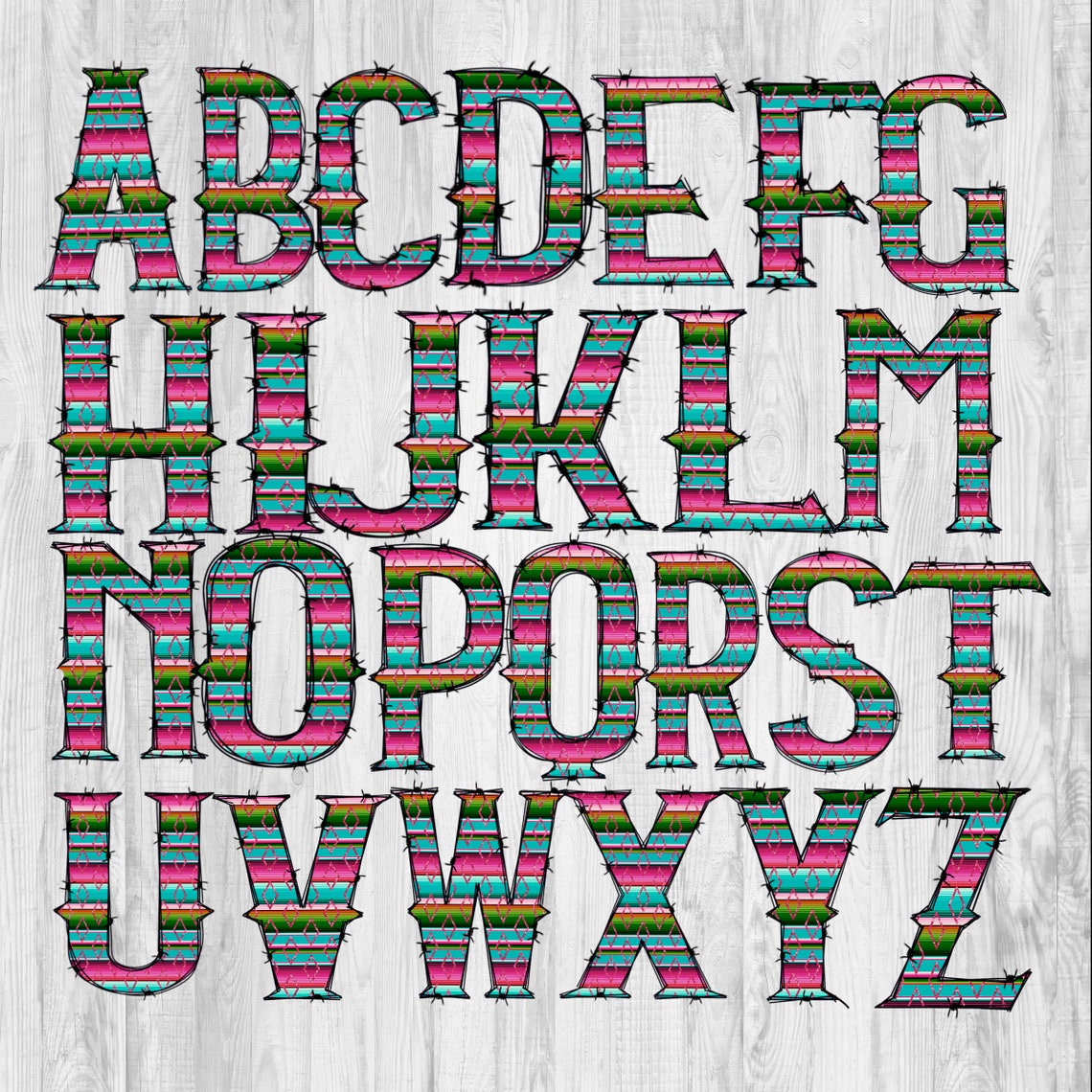 Pink Serape Alphabet PNG, Letters, Doodle, Sublimation - Etsy