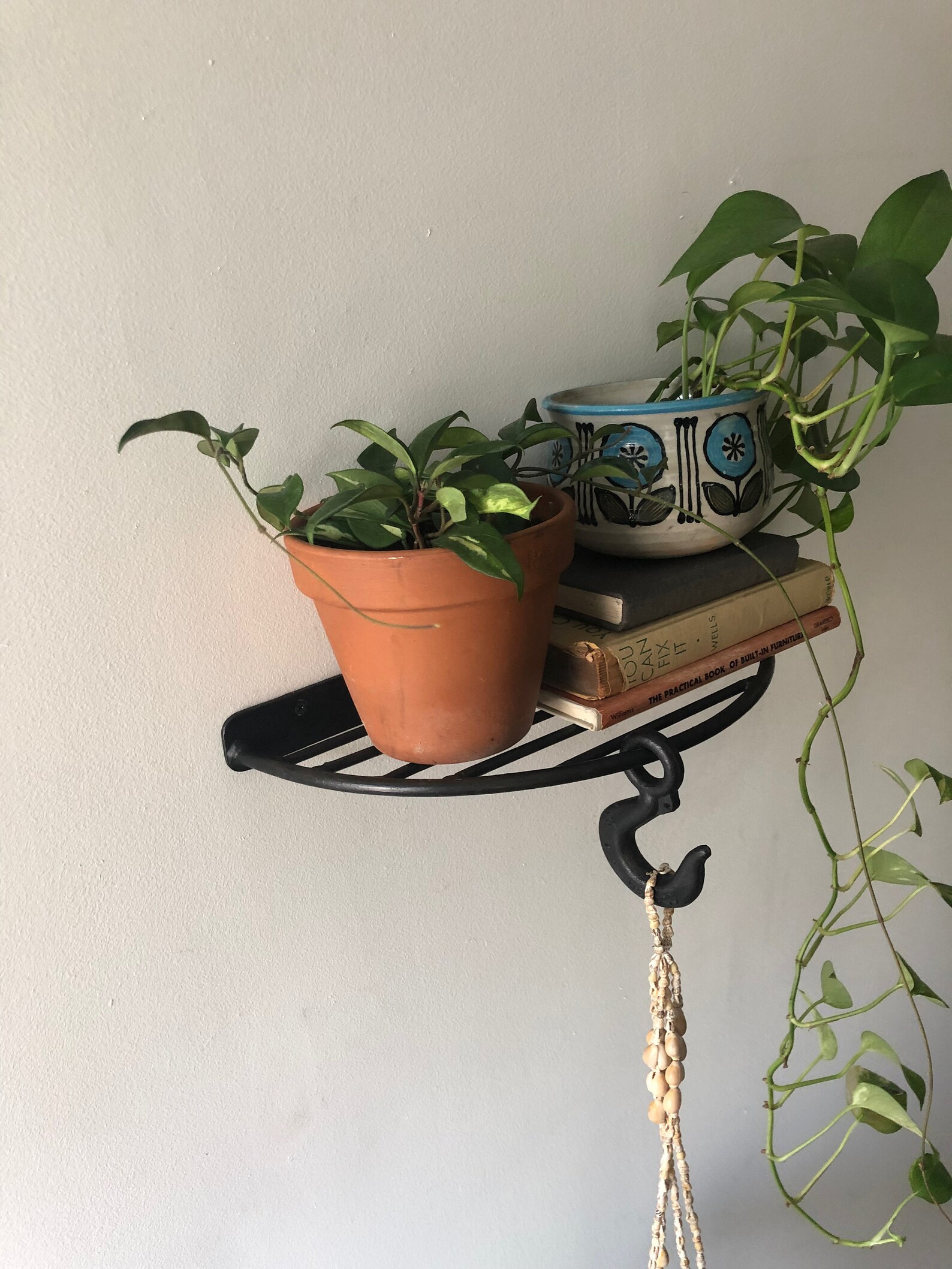 Half Moon Wall Mount Hanging Plant Holder Shelf Side Table - Small ...