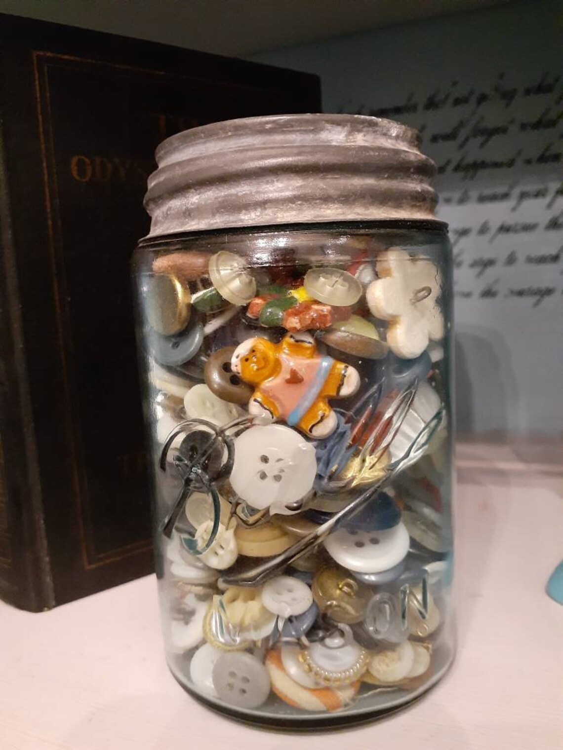 Vintage Mason Jar Filled With Buttons Collectible Mason Jar - Etsy